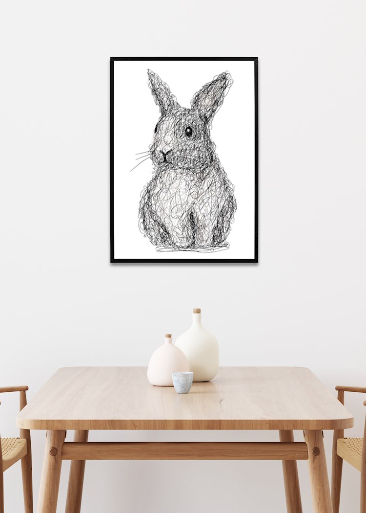 Scribbled Rabbit Poster von Sabrina Brückner | Printler